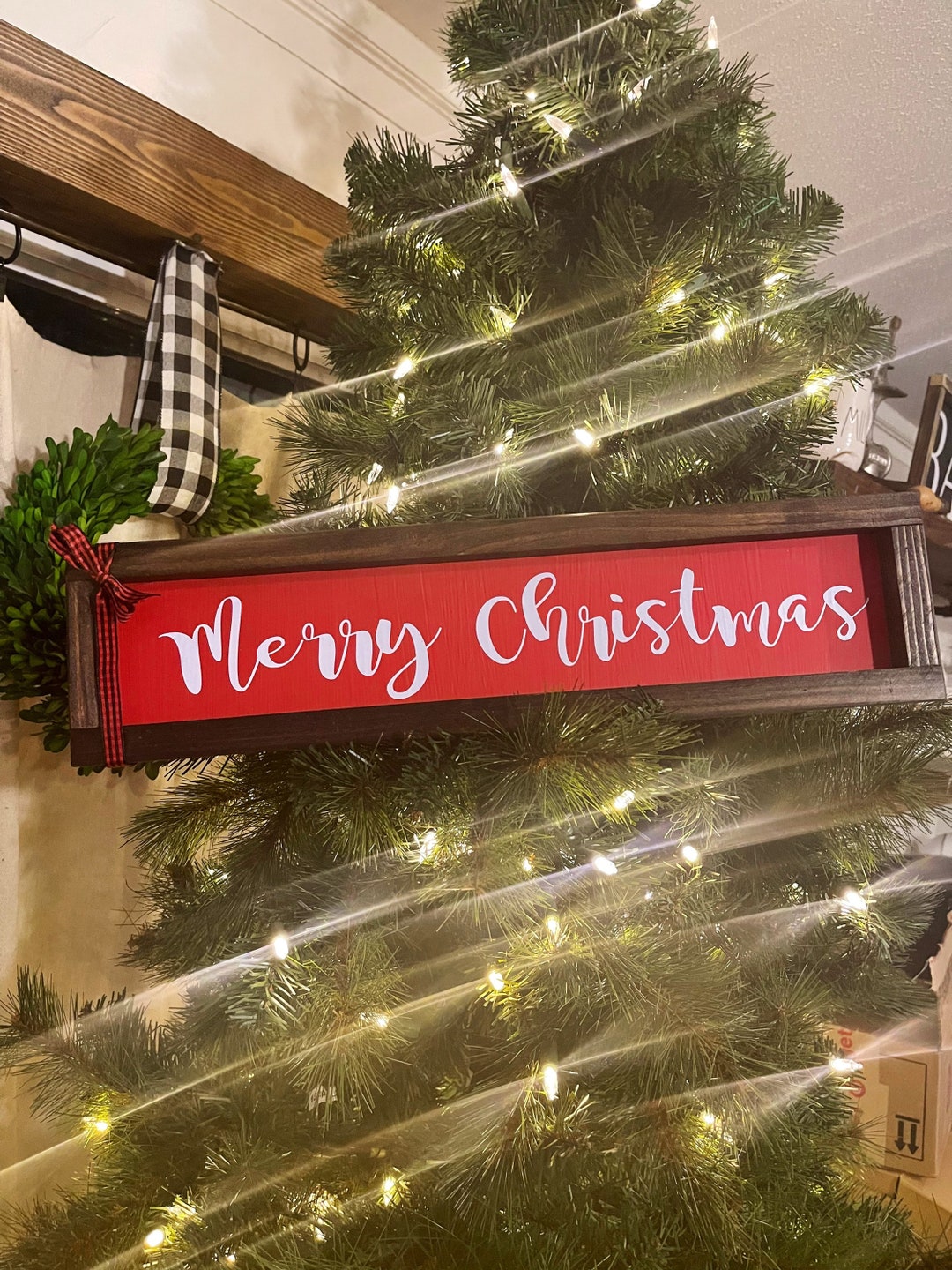 Long Farmhouse Red Christmas Sign Decor - Etsy