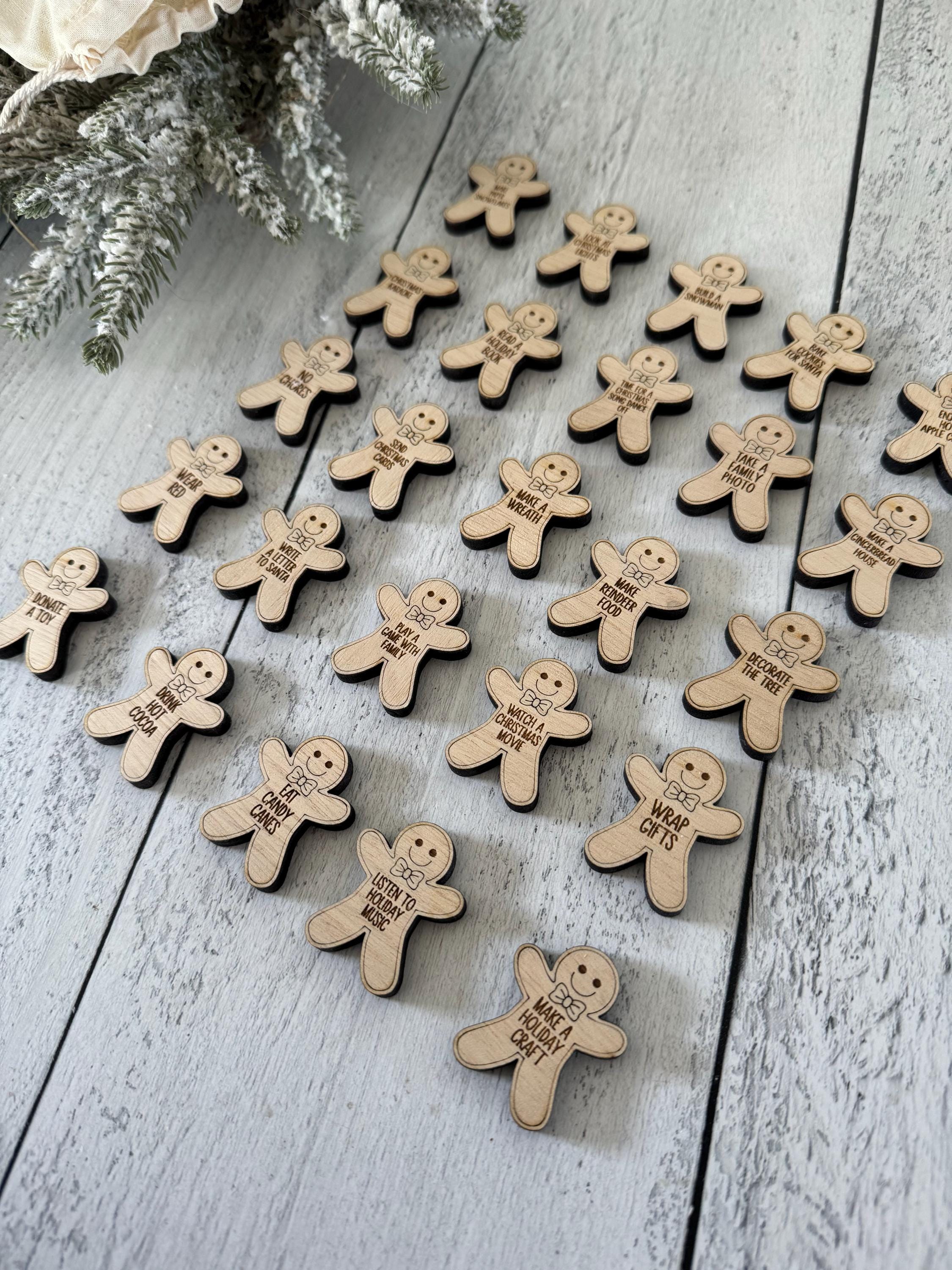 25 Wooden Gingerbread Advent Calendar Tokens – Christmas Countdown ...