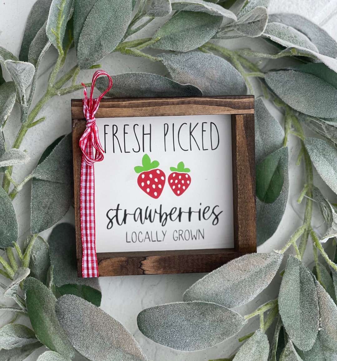 Fresh Picked Strawberries Farmhouse Sign - Berries Summer Decor ...