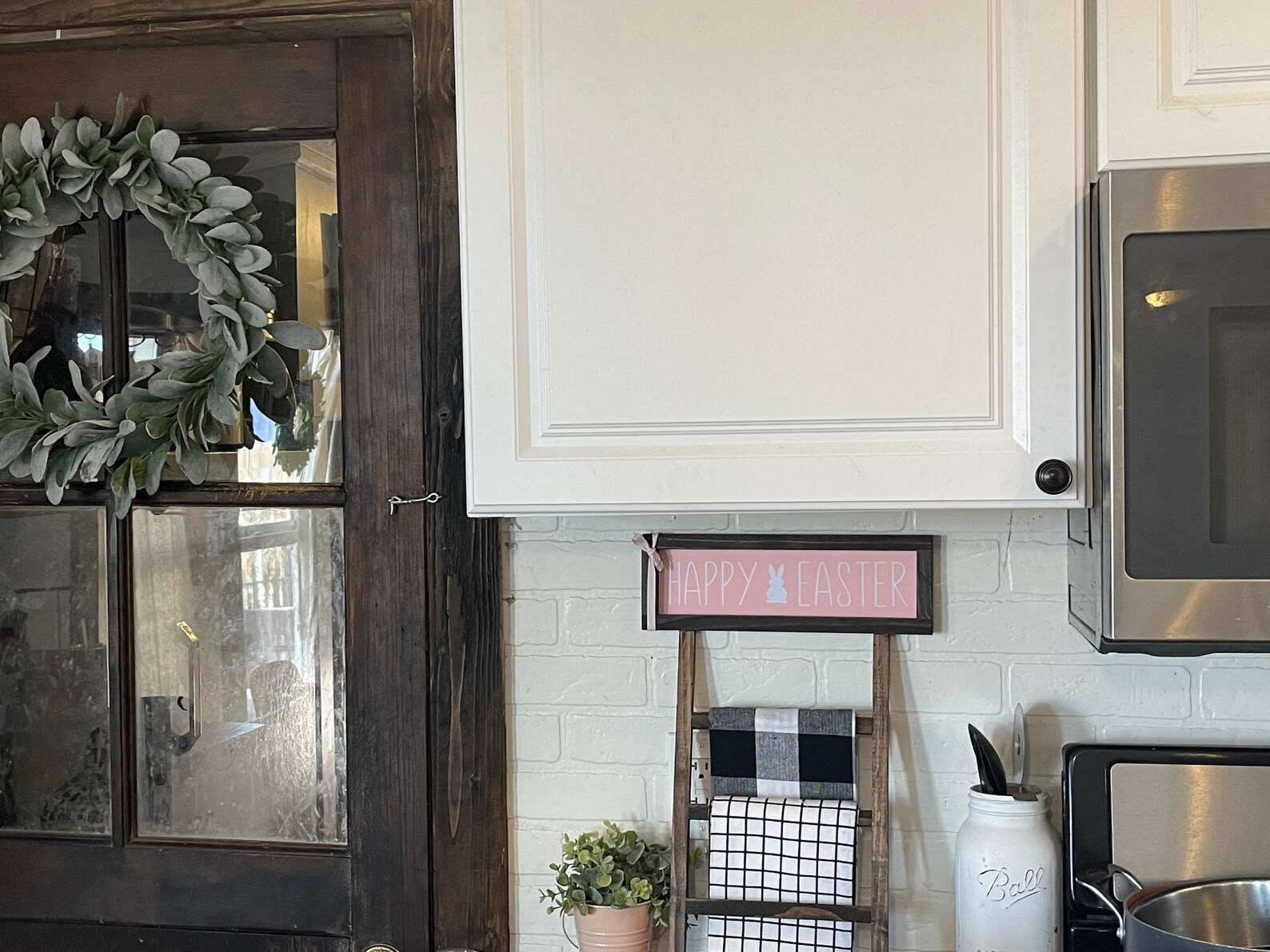 Happy Easter Pale Pink Farmhouse Decor Sign Bunny Mantel - Etsy