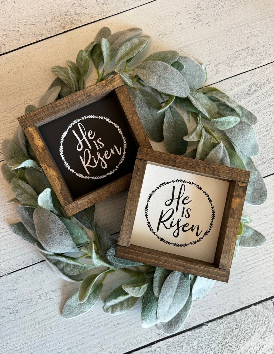 He is Risen Farmhouse Easter Decor Sign - Tiered Tray Religious Sign - Etsy