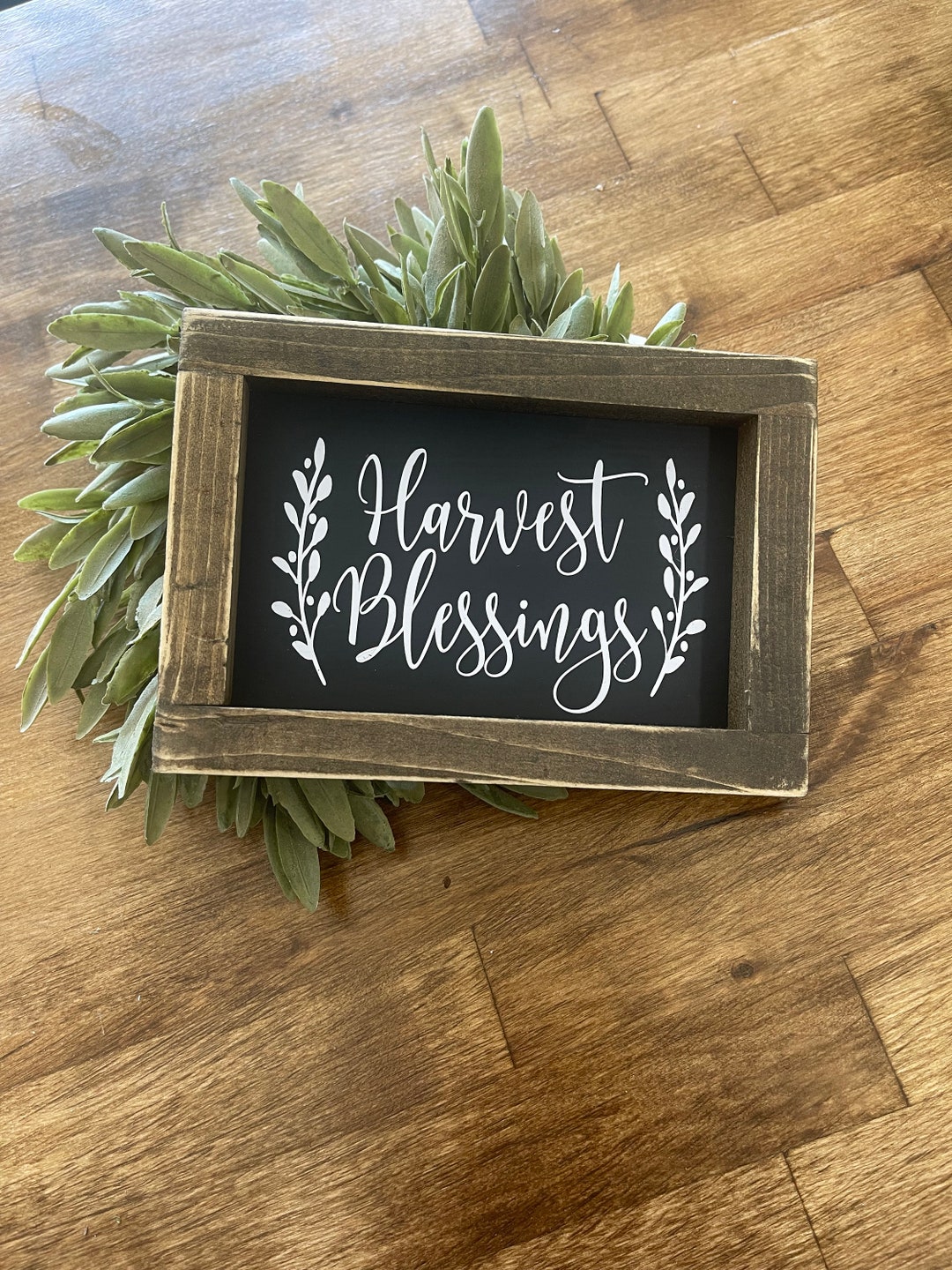 Harvest Blessings Farmhouse Sign Decor - Thanksgiving Neutral ...