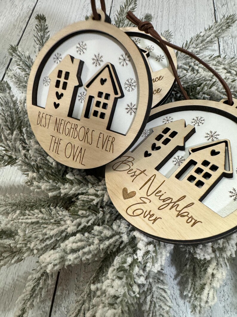 Neighbor Christmas Ornament – Personalized Wooden Neighbor Gift - Etsy