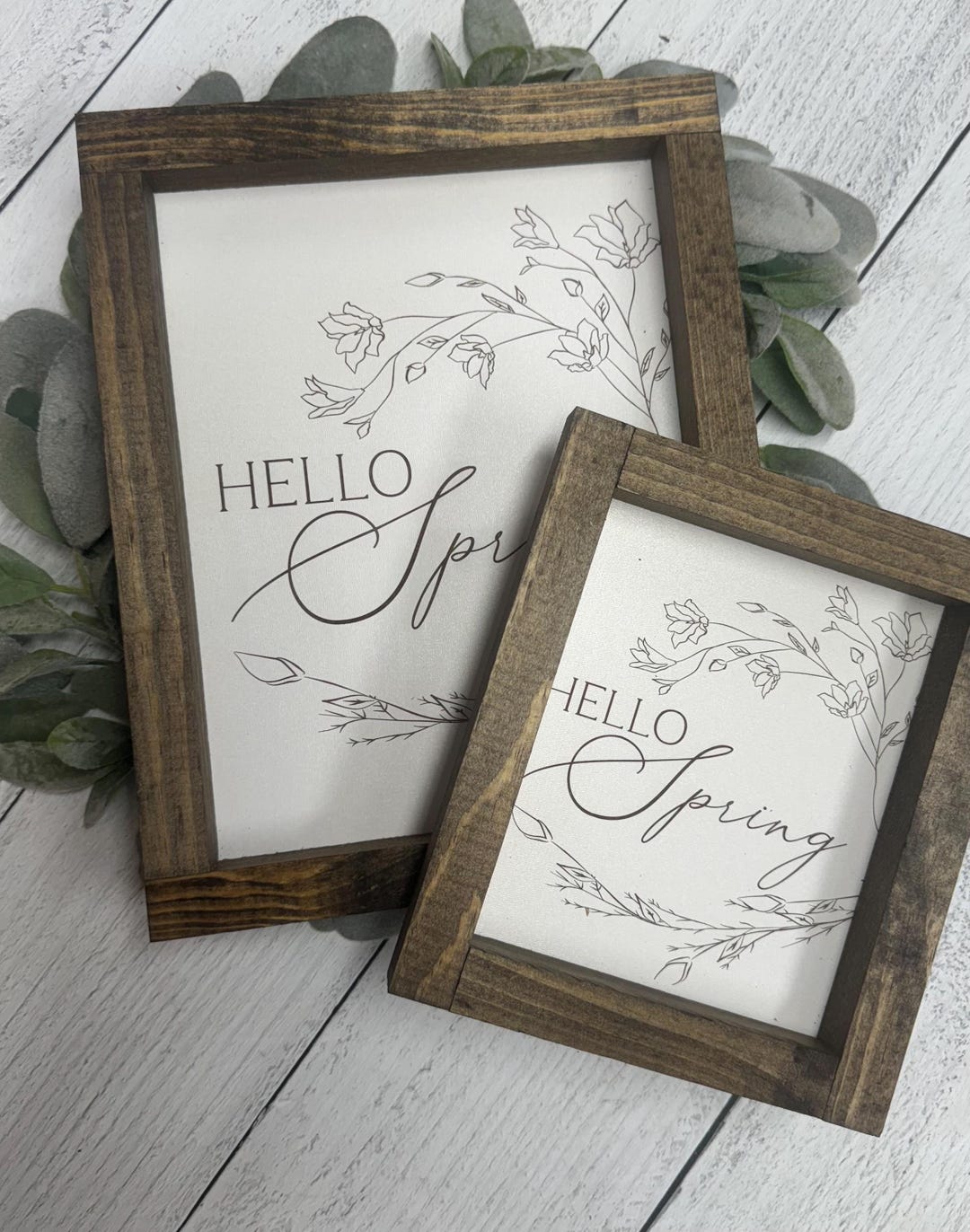 Hello Spring Modern Farmhouse Decor Sign - Simple Floral Plaque - Etsy