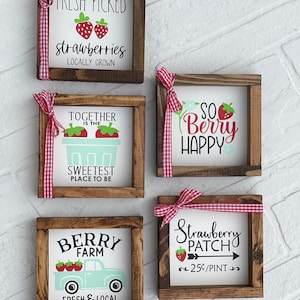 Strawberry Patch Farmhouse Sign Strawberry Tiered Tray Berry Summer ...