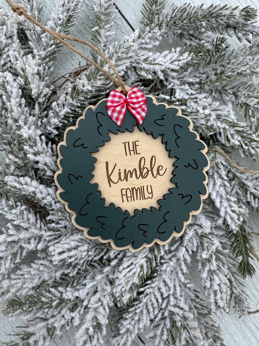 Personalized Family Wreath Christmas Ornament – Custom Laser-cut ...