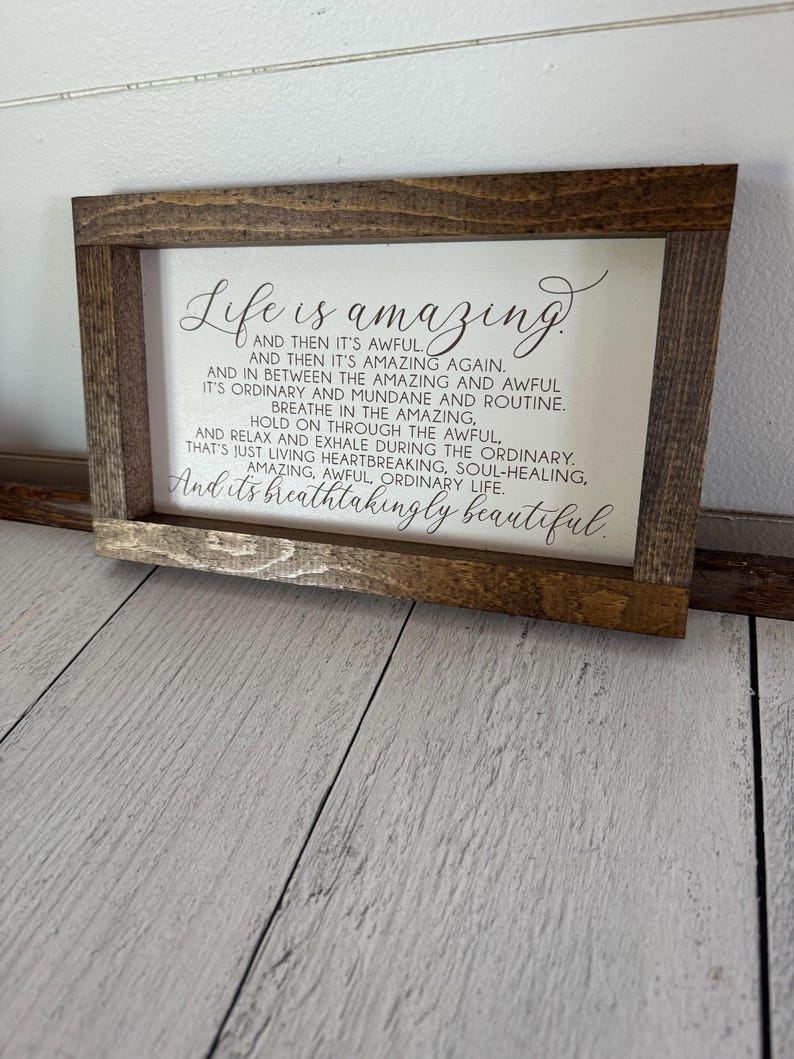 Life is Amazing Wooden Sign – Inspirational Quote Wall Art, Rustic ...