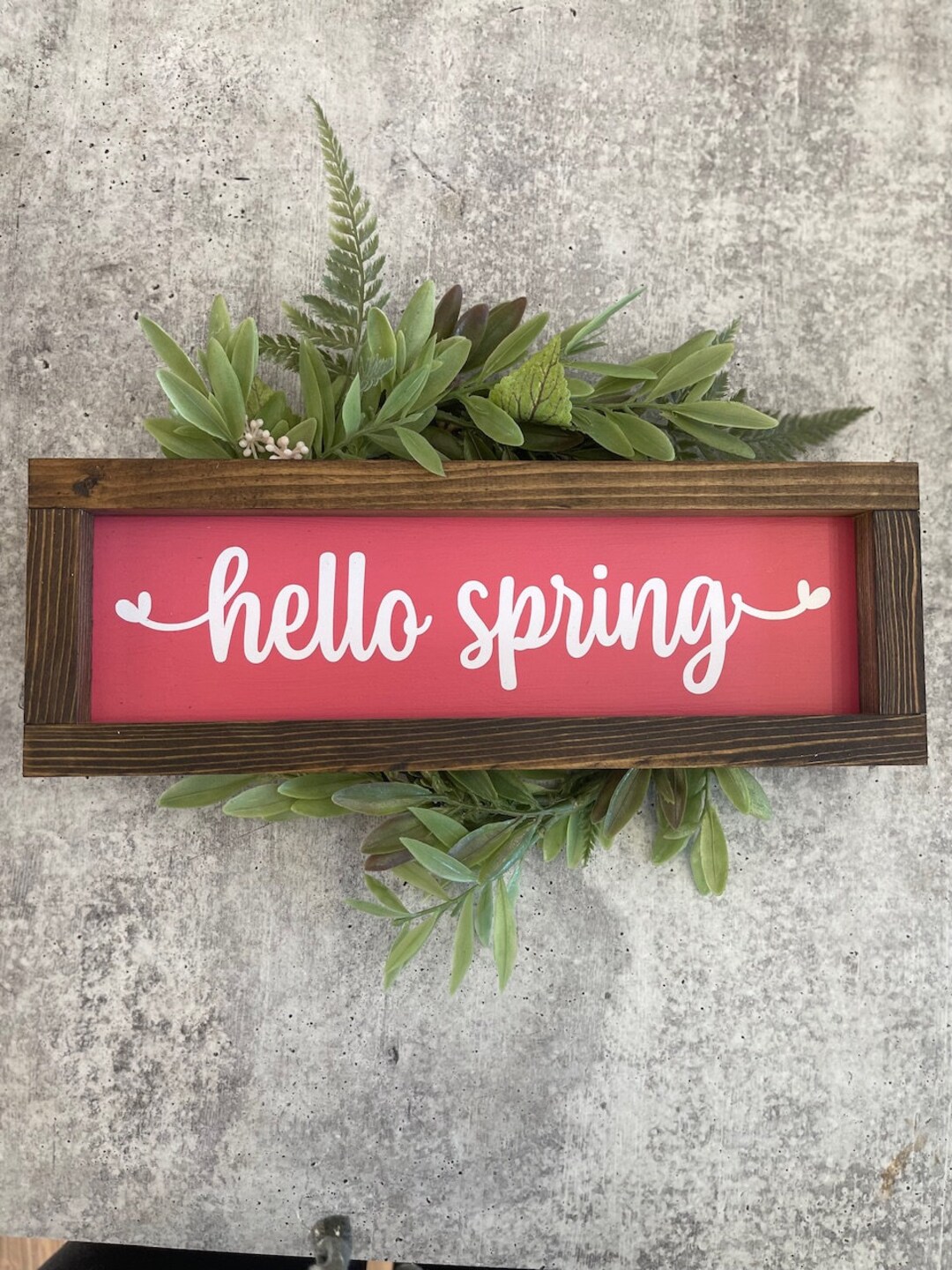 Hello Spring Bright Pink Farmhouse Sign Decor - Etsy