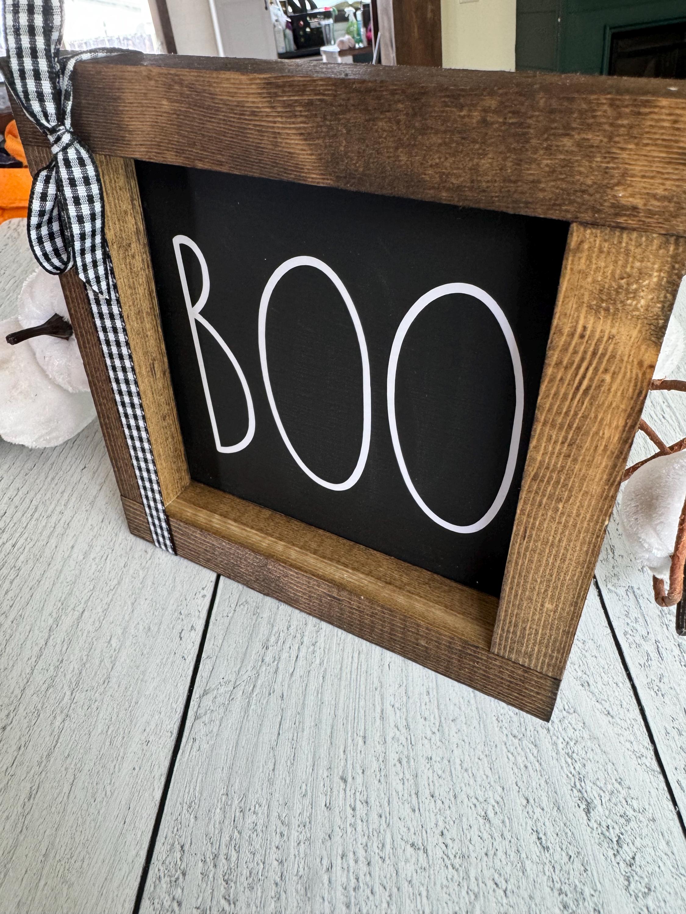 Boo Farmhouse Style Tiered Tray Decor - Black and White Halloween Sign ...