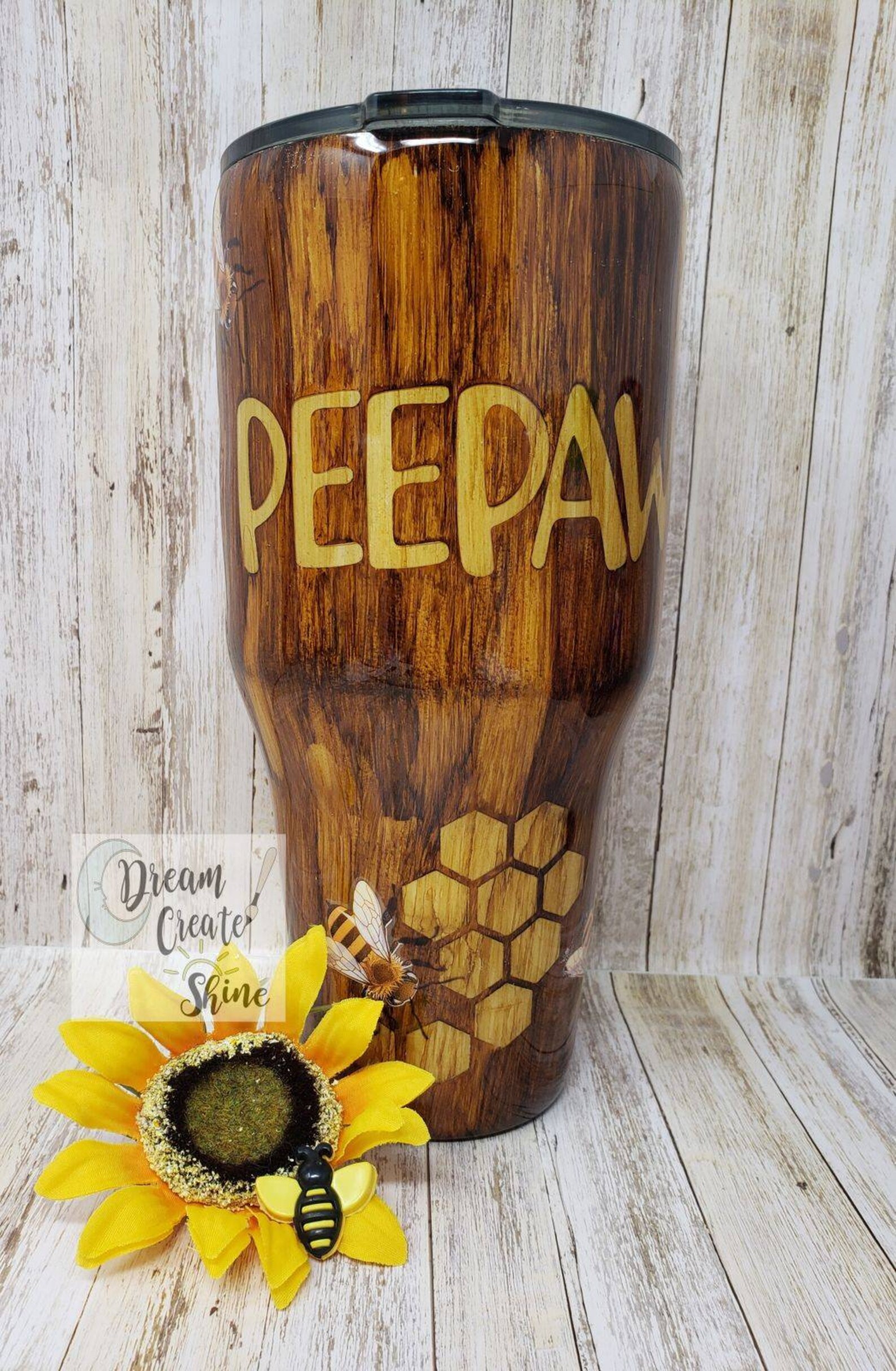Woodgrain Bee Tumbler, Honey Bee Cup, Beekeeper Gift, Personalized ...