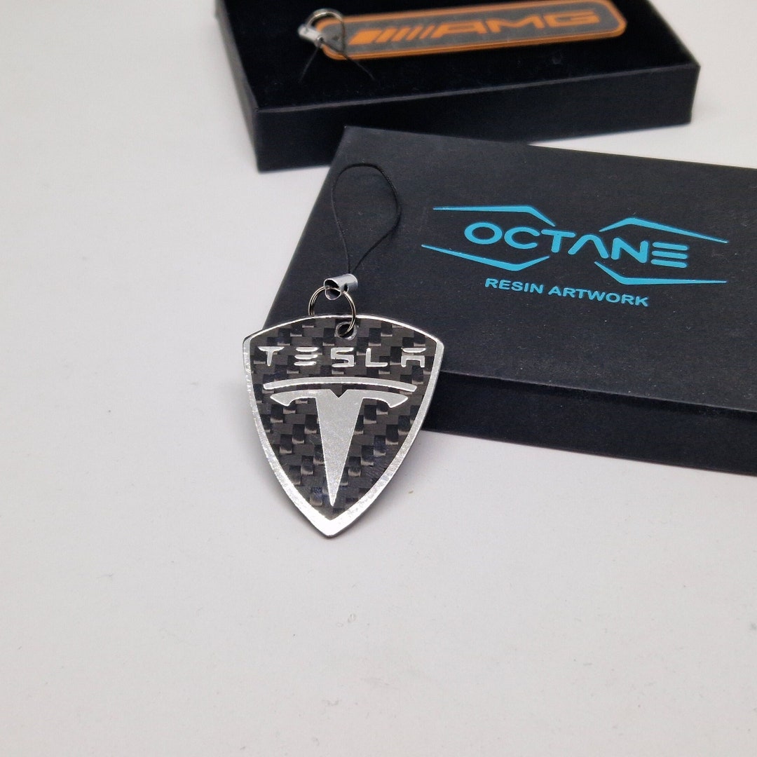 Carbon Fiber Keychain Keyring TESLA Style - Etsy