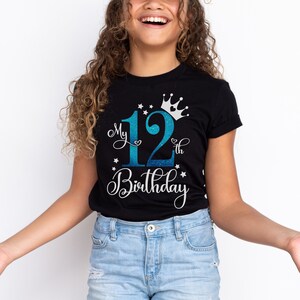 Glitter 12th Birthday Girl Shirt: Custom Birthday Gift - Etsy