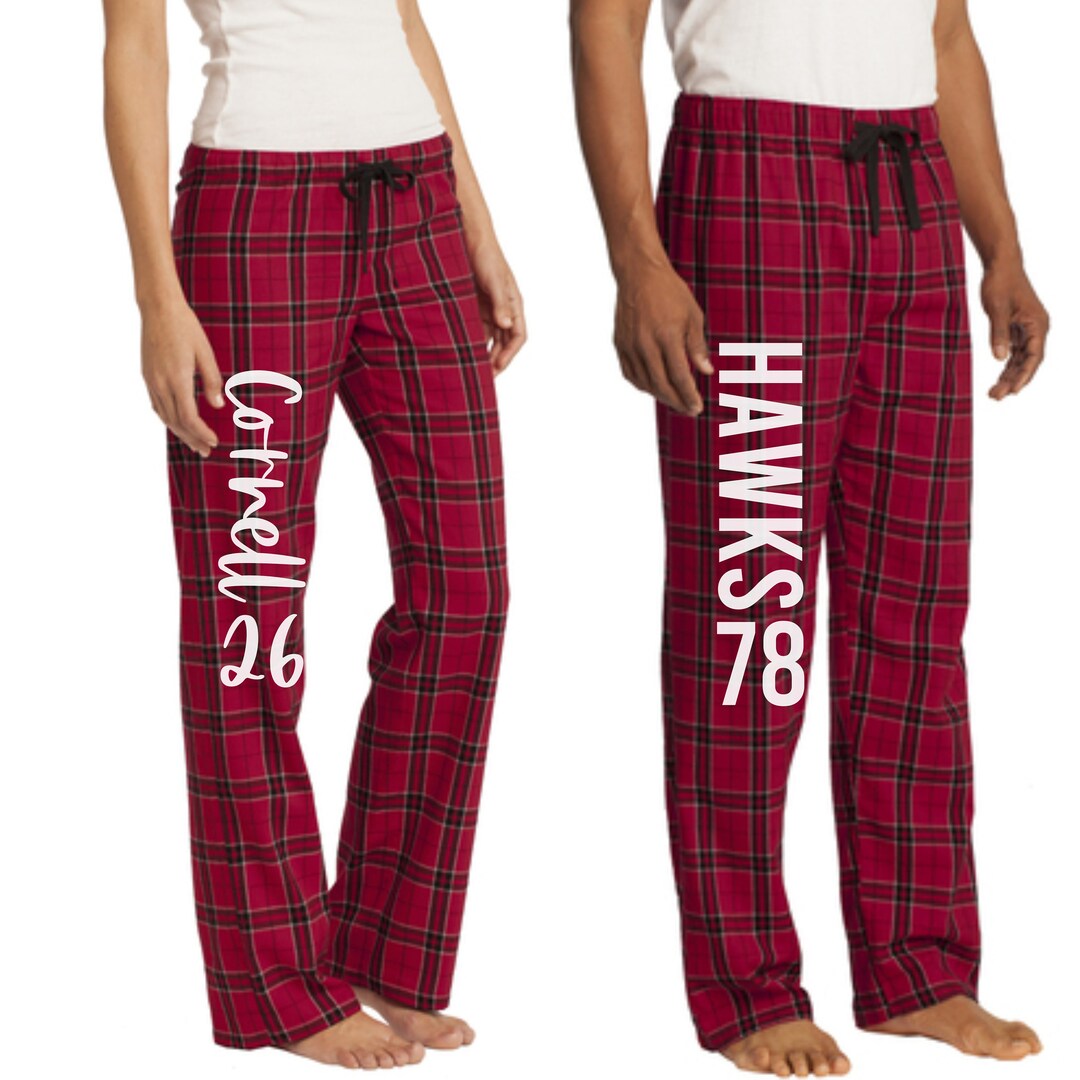 Custom Mascot or Name With Player's Number on Lounge Plaid Pants - Etsy
