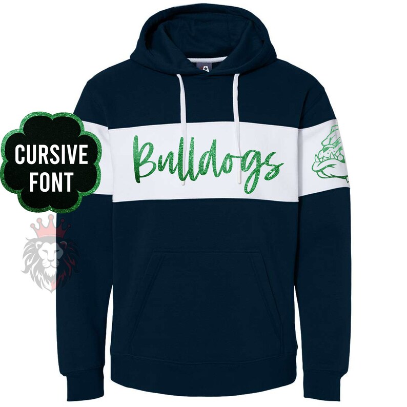 Bulldogs Mascot School Spirit Wear Color Block Hoodies - Etsy