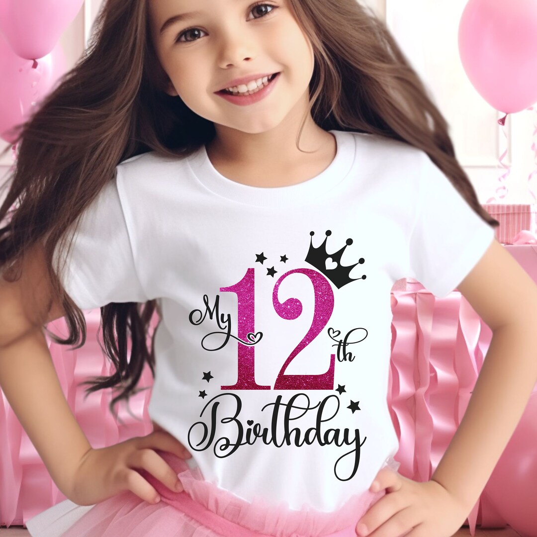 Glitter 12th Birthday Girl Shirt: Custom Birthday Gift - Etsy