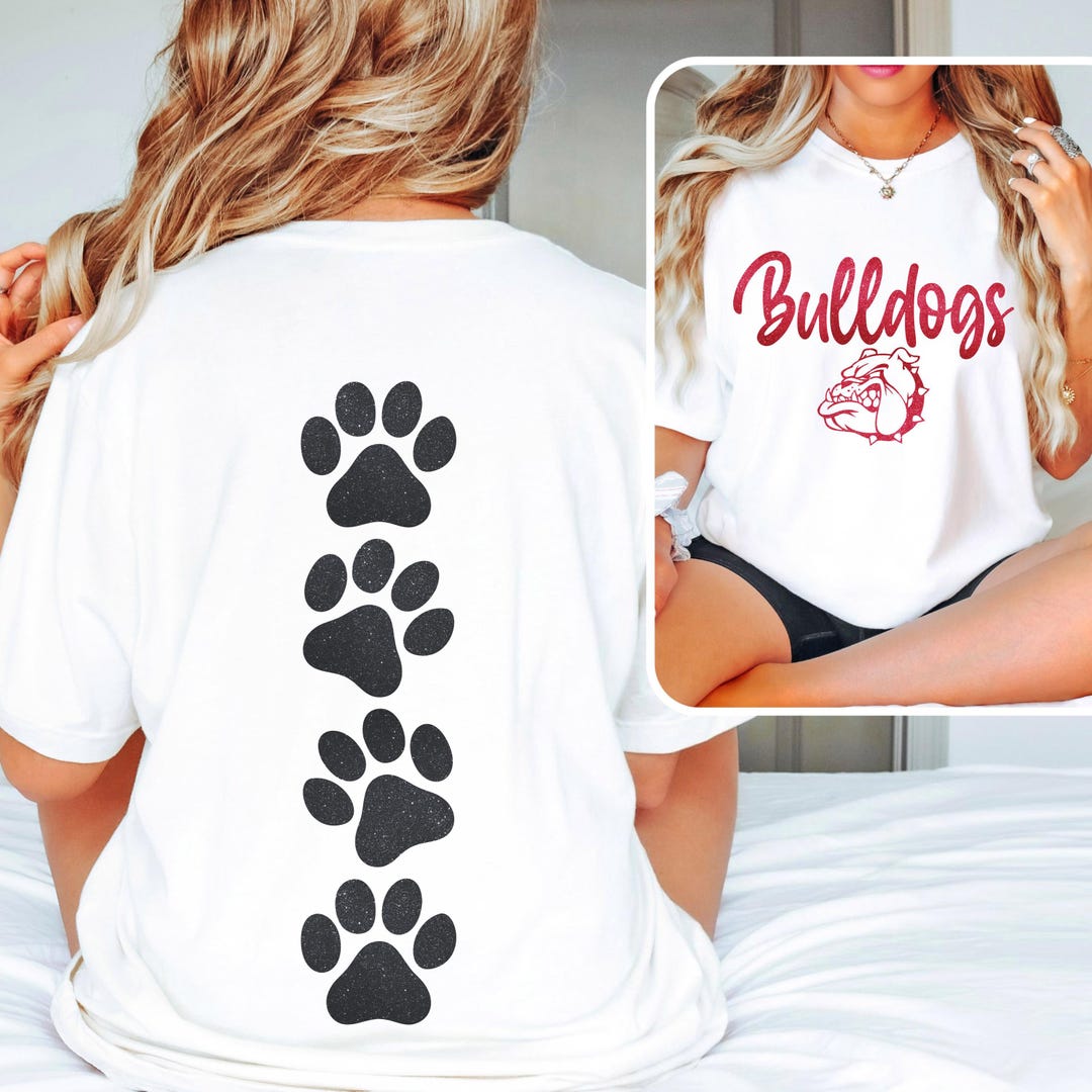 Custom Bulldogs Spirit Wear With Paw Prints T-shirts, Sweatshirts ...