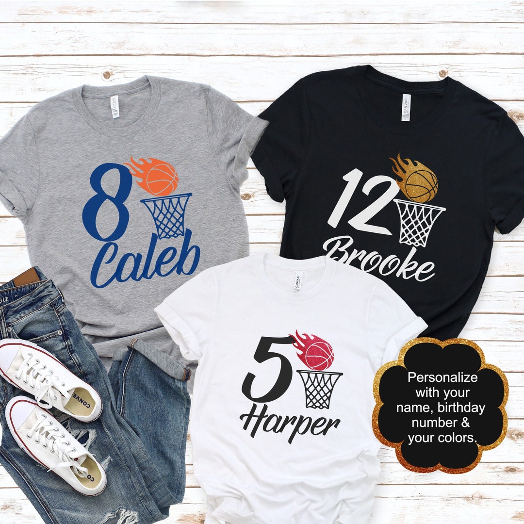 Custom & Personalized Basketball Birthday Day Party Shirts for Girls or ...
