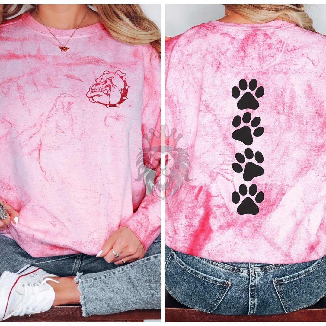 Custom Bulldogs Spirit Wear With Paw Prints on Comfort Colors Color ...