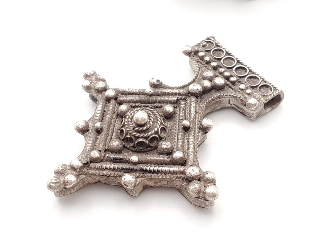 Antique Moroccan Silver Berber Cross Pendant: Ethnic Tribal Jewelry - Etsy