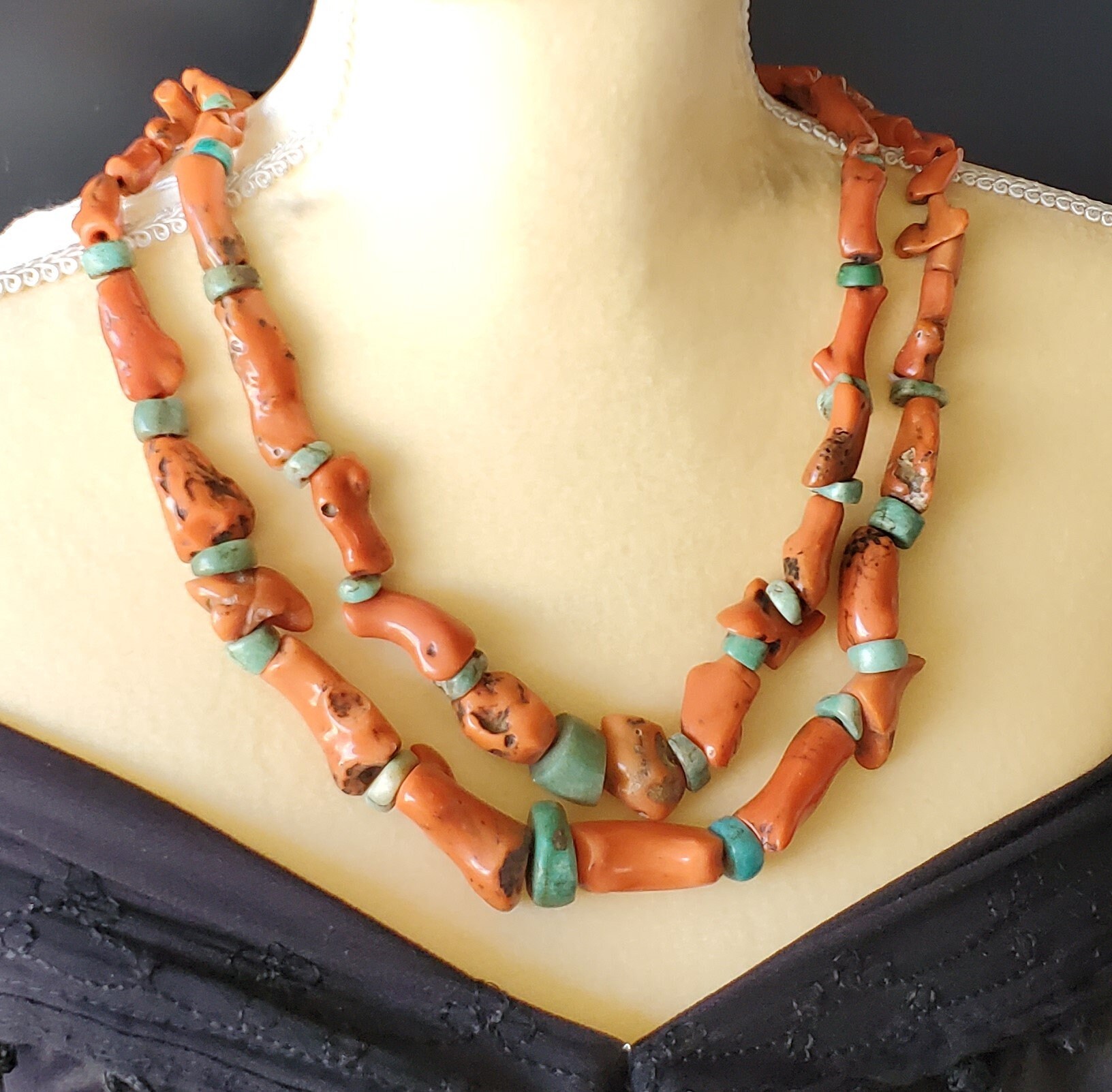 Ancient Amazonite Stone and Berber Natural Coral 2 strand | Etsy