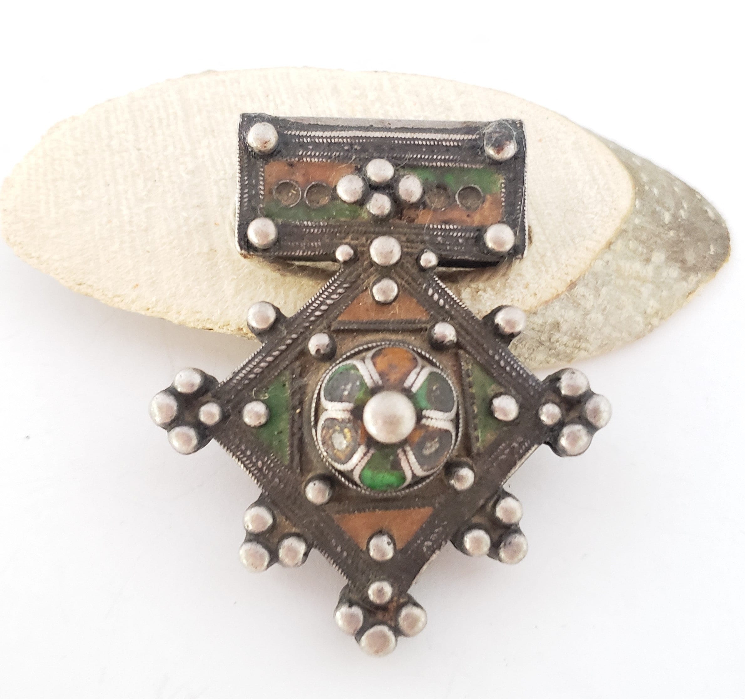Antique Moroccan Large Silver Enamel Cross Pendantberber - Etsy