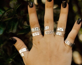 Custom Hand Stamped Metal Wrap Ring - Etsy