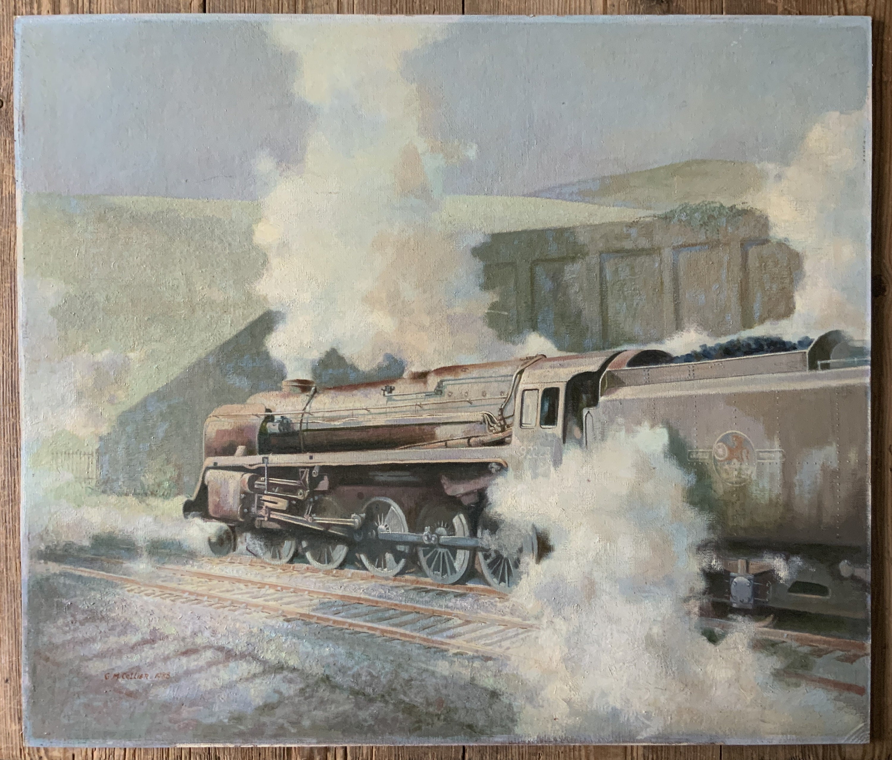 Outstanding Original Vintage Locomotive Steam Train Study Oil Painting ...