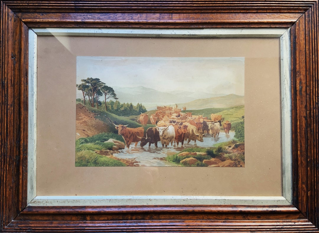 Henry Birtles (1838-1907) Herdsman & Cattle Farming Highland Landscape ...