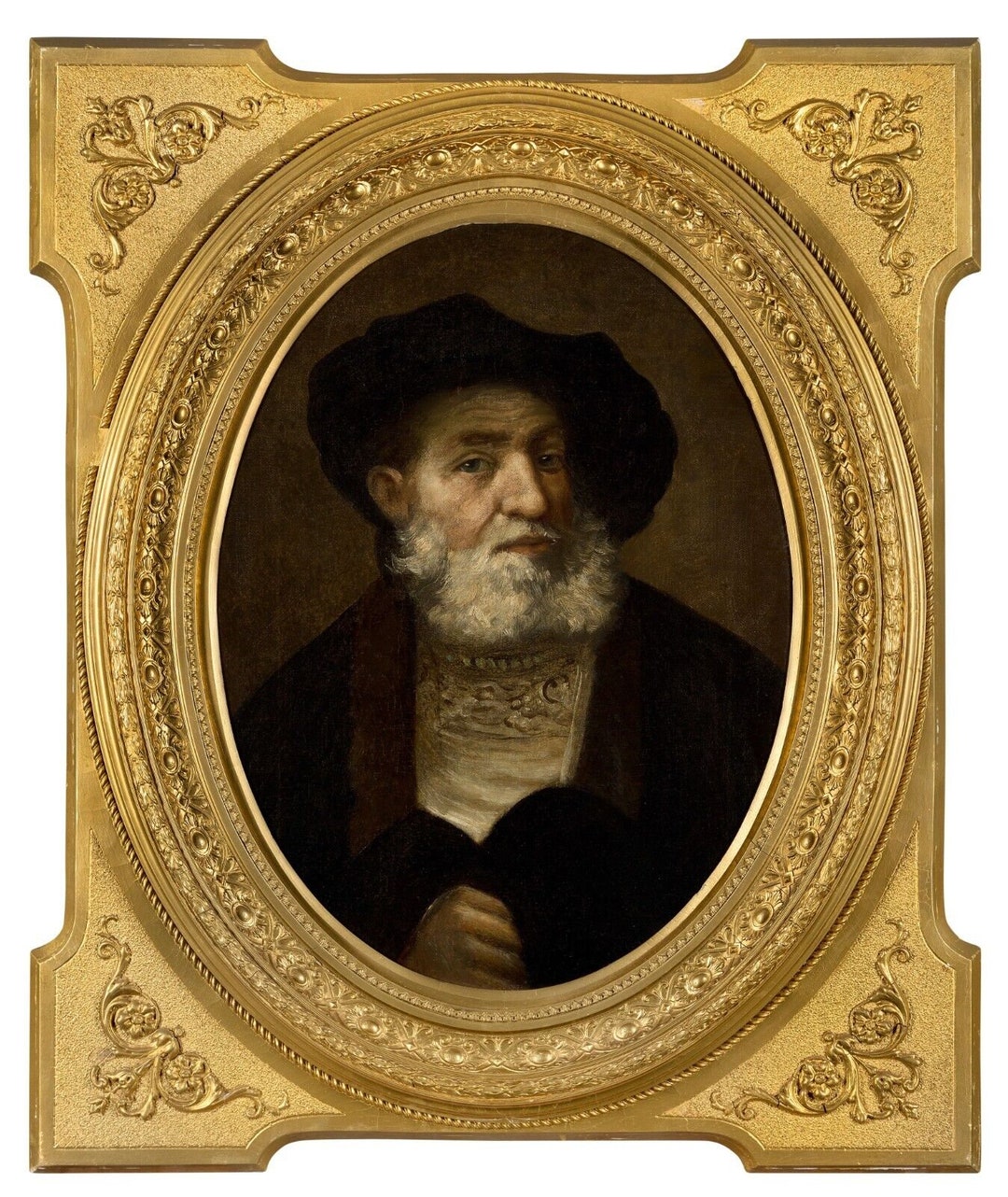 Rabbi' After Rembrandt Van Rijn dutch 1606-1669 Oval Oil Portrait ...