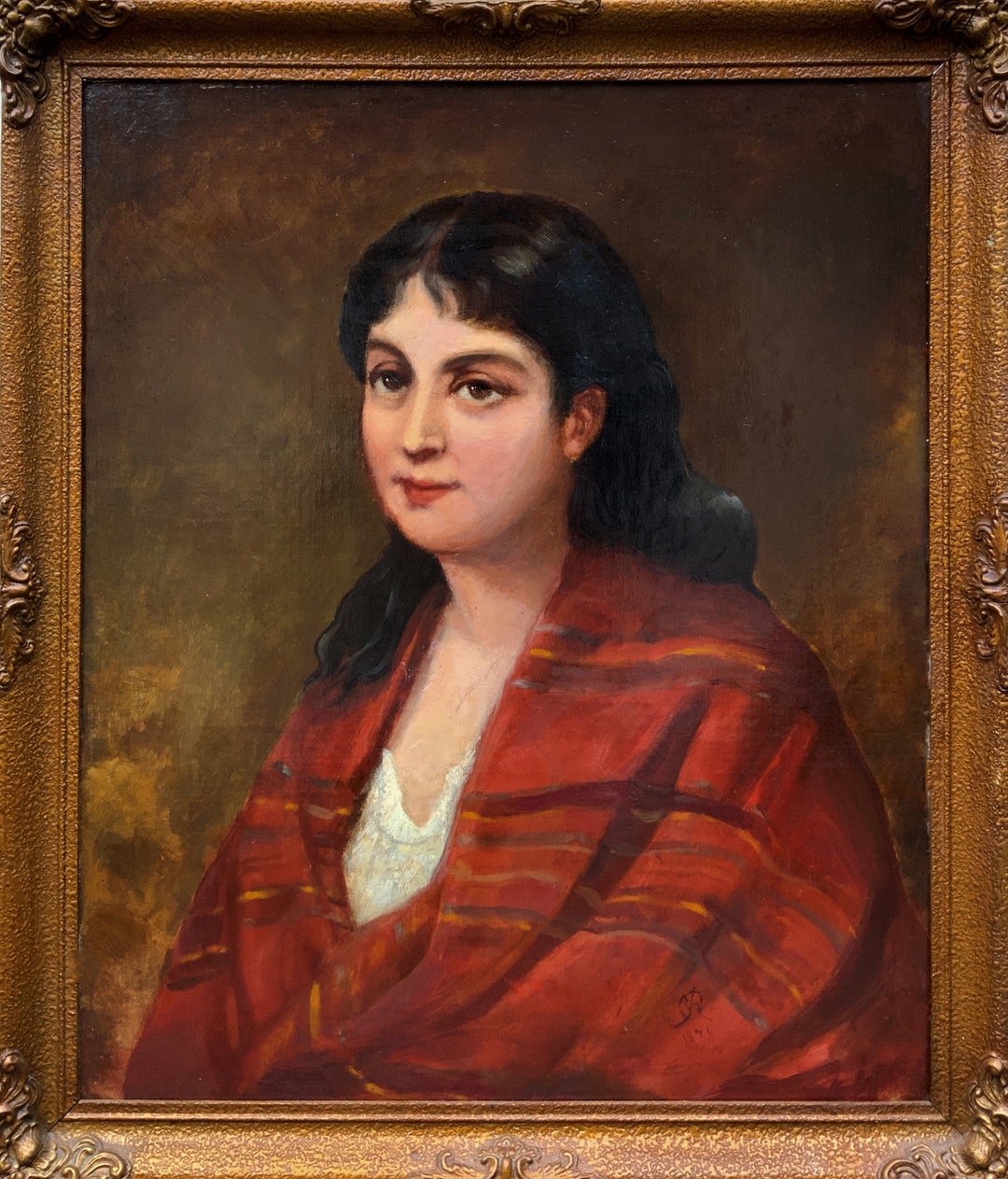 Original 1876 Half-length Oil Portrait Painting of A Continental Beauty ...