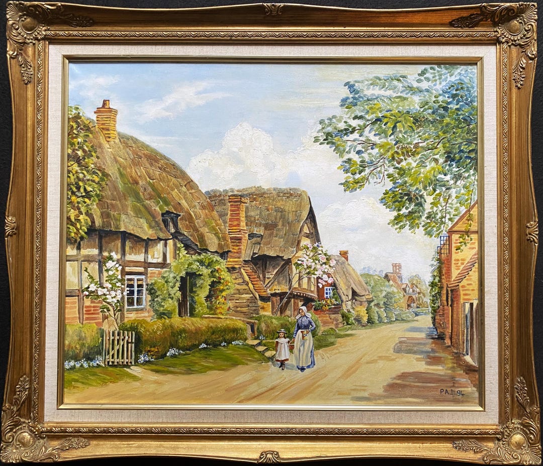 The Cotswolds Original 20th-century Hamlet Landscape Oil on Canvas ...