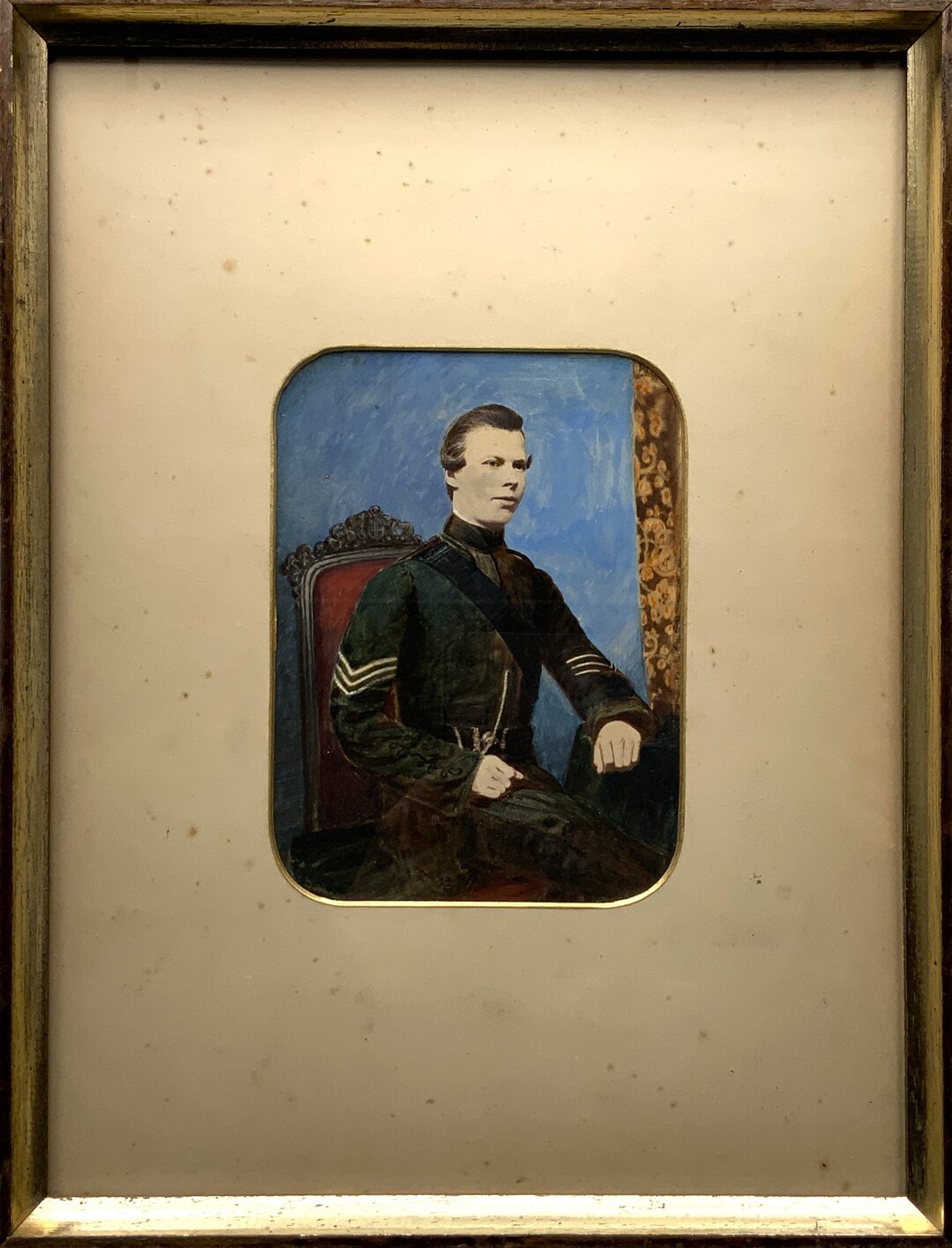 A Seated Sergeant! 19th Century Victorian Oil Portrait Painting Over ...