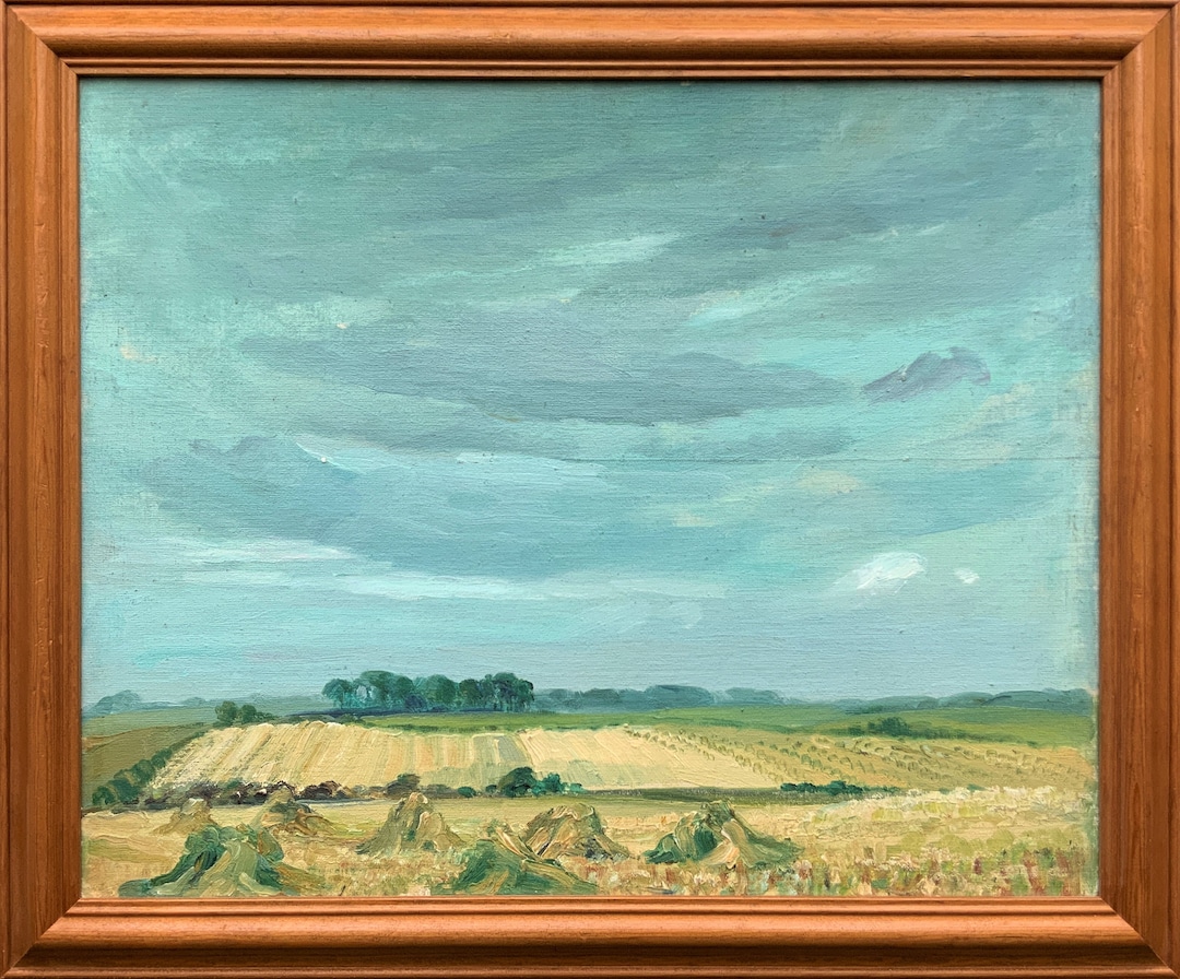 A Lovely Original 1943 Impressionist Farming Plantation Landscape Oil ...