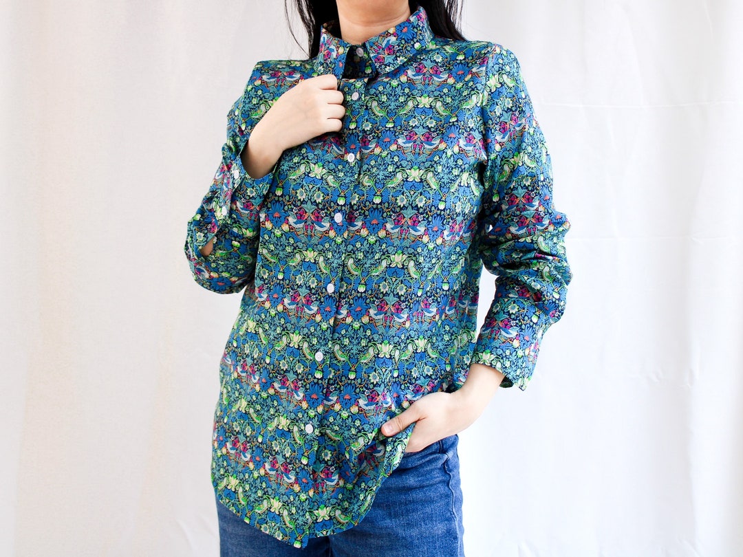 Liberty London Women Blouse Women Floral Print Blouse Botanic Print ...