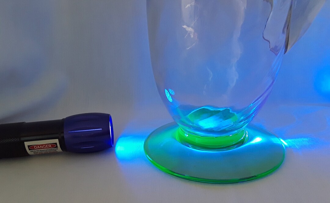 Vintage 10" Footed Glass Pitcher ~ Fry Glass, Diamond Optic, W/uv ...