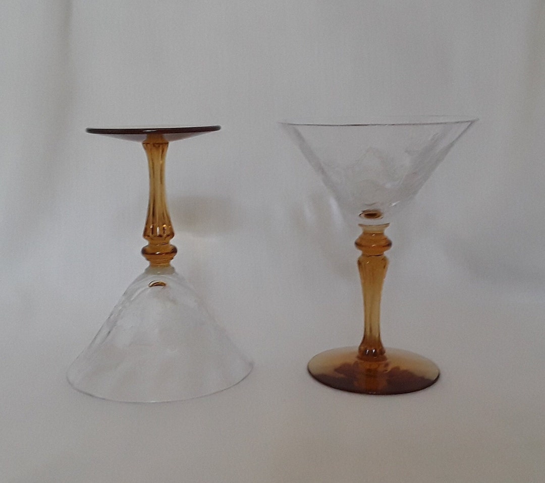 PAIR Vintage Tiffin Elegant Depression Glass "julia" Cocktail Champagne ...
