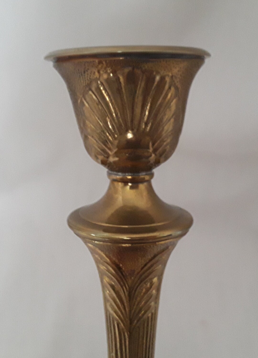 Antique Art Nouveau 10" Solid Brass Candlestick Holder W/shell Motif ...