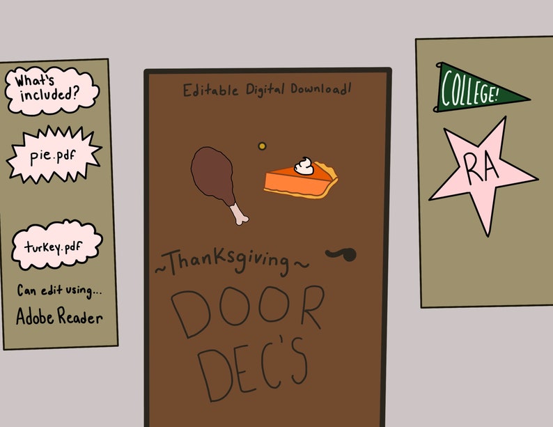 Thanksgiving Door Decoration / Editable/ Door Decs / RA / Resident ...