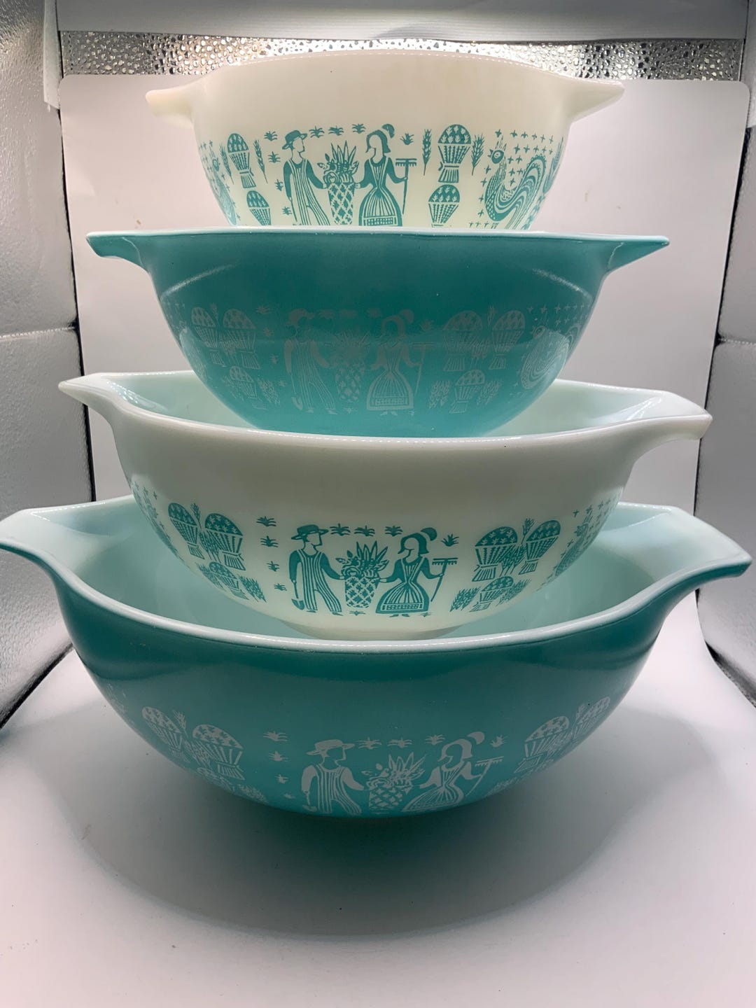 Pyrex Amish Gooseberry Mixing Bowl Set 441-442-443-444 - Etsy