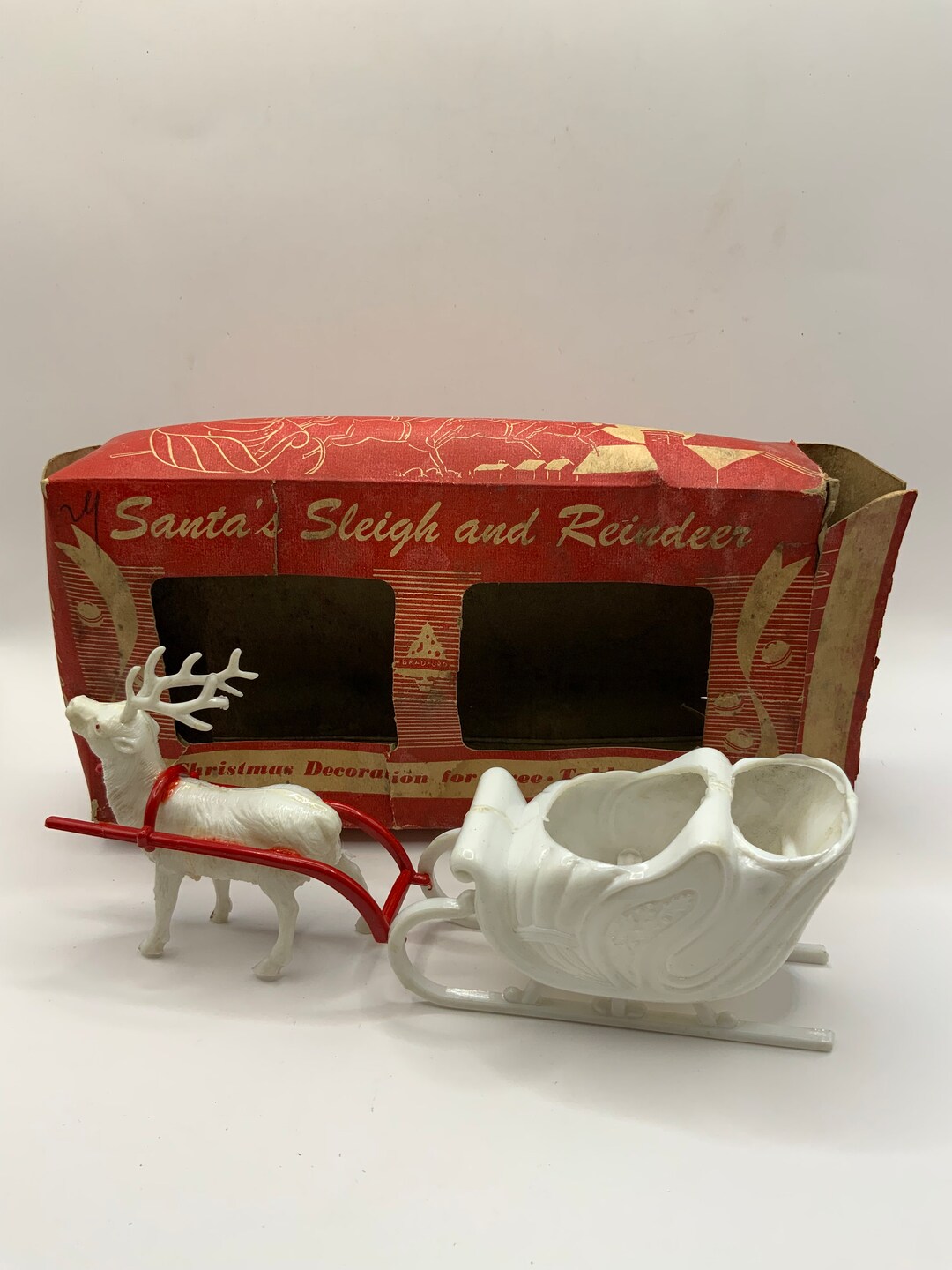 Vintage Santa’s Sleigh Reindeer Candy Container With Box - Etsy