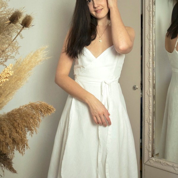 White Linen Dress - Etsy
