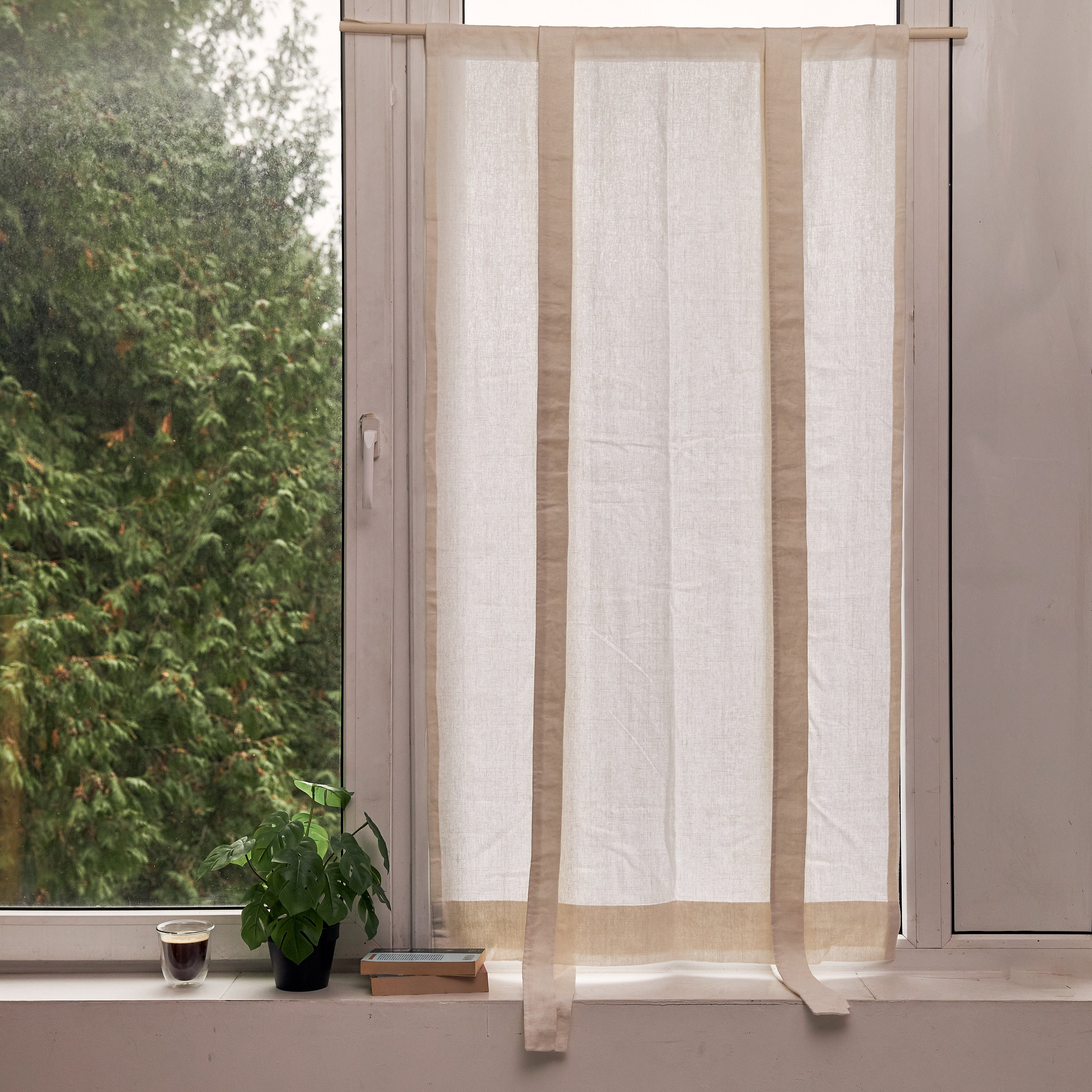Custom Linen Curtains, Linen Roll up Curtains, Tie up Linen Curtain ...