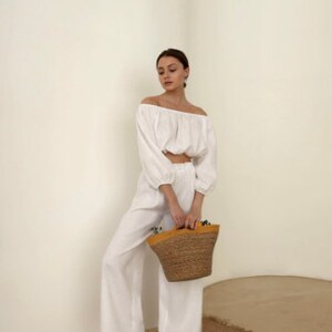 Linen Two Piece Set, Two Piece Set Women White, Linen Set Womens ...