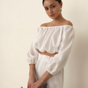 Linen Two Piece Set, Two Piece Set Women White, Linen Set Womens ...