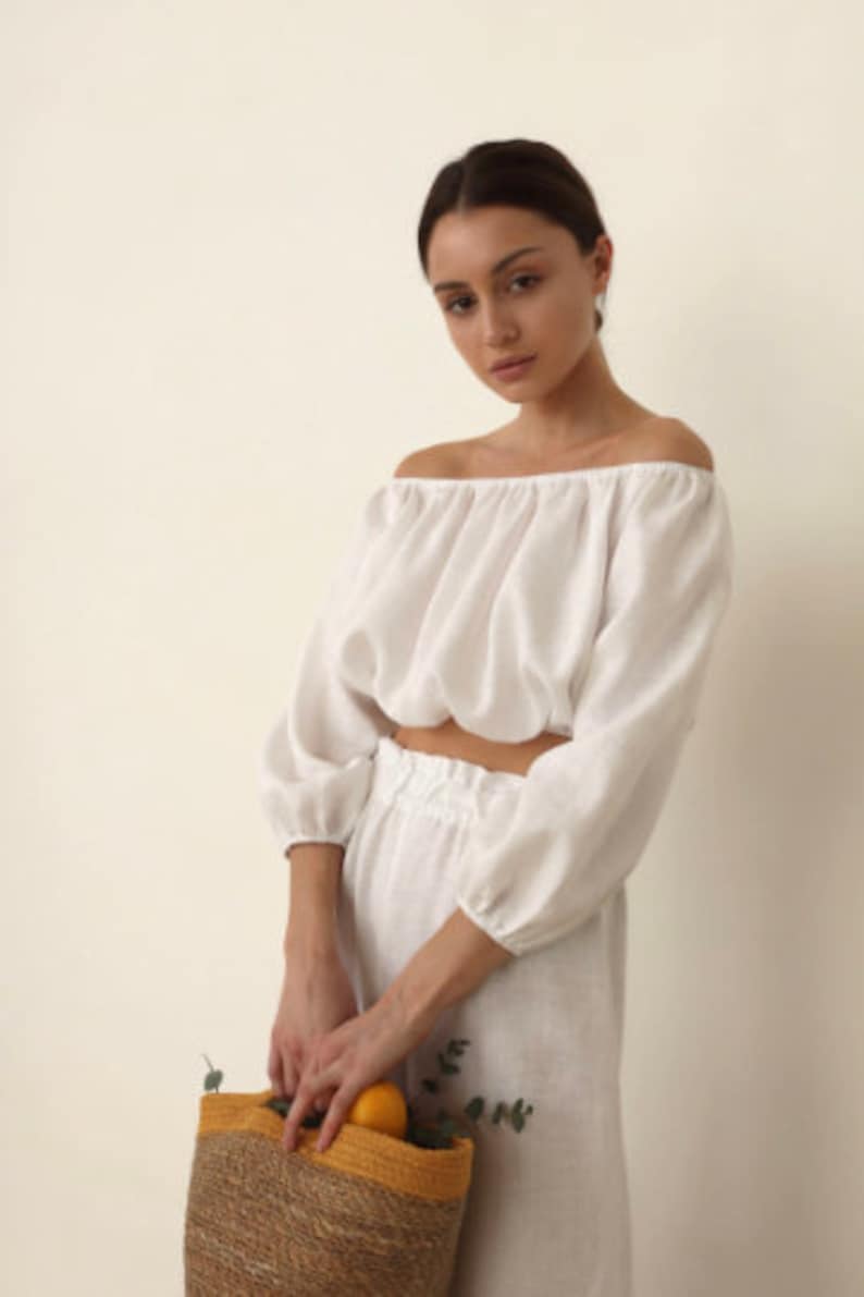 Linen Two Piece Set Two Piece Set Women White Linen Set - Etsy