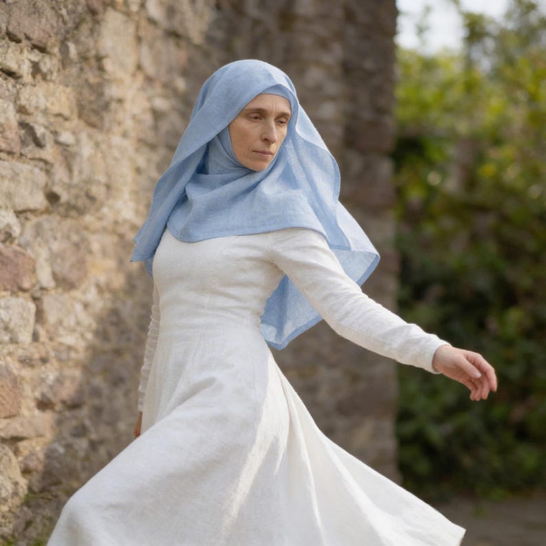 Linen Wimple And Veil Medieval Linen Wimple Linen Nun Veil