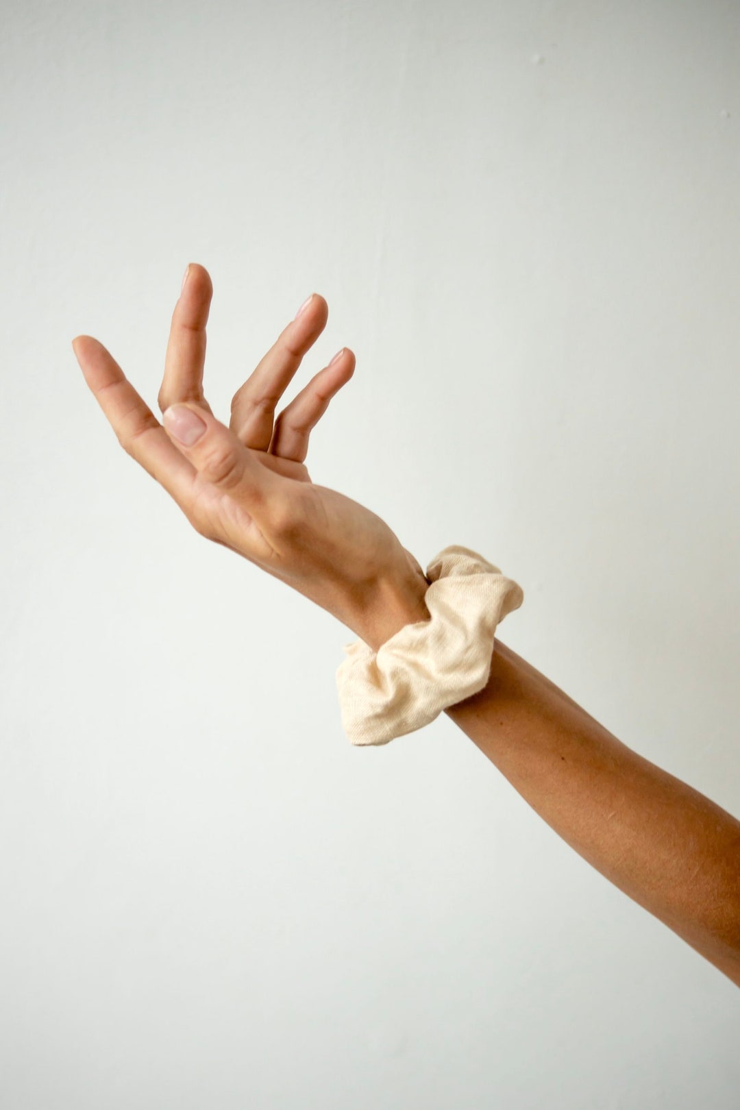 Cream Hair Scrunchie, Ponytail Holder, Linen Hair, Organic Linen Hair ...