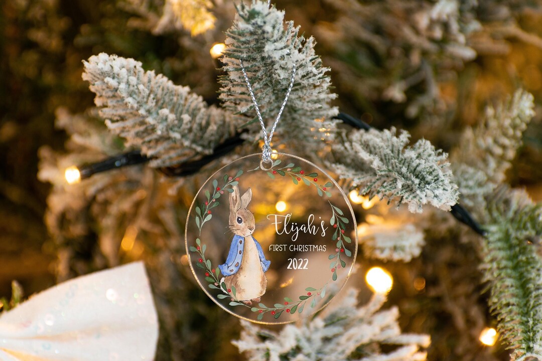 Personalised Peter Rabbit Baby's First Christmas Decoration, Babys 1st ...