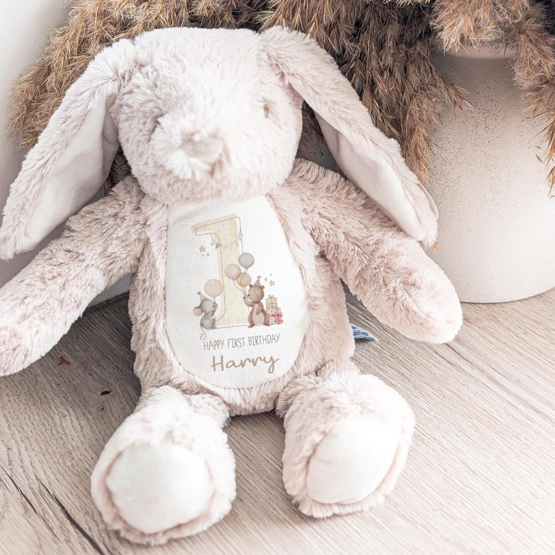 Beige Neutral Teddy Bear Custom My First Birthday Gift for Baby ...
