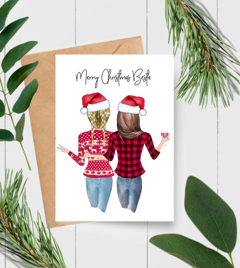 Best Friend Christmas Card Card For Her Bestie Christmas Etsy Best Friend Christmas Card Card For Her Bestie Christmas Etsy